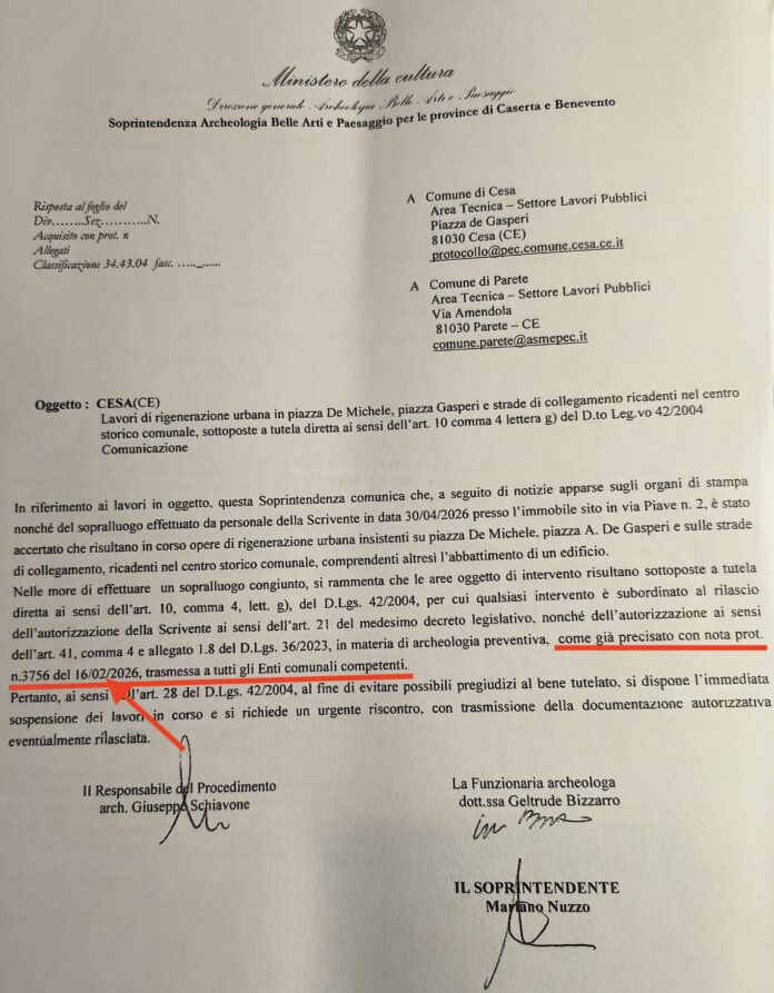 LA NOTA Cesa, lavori sospesi da 3 mesi in piazza De Michele. La ...